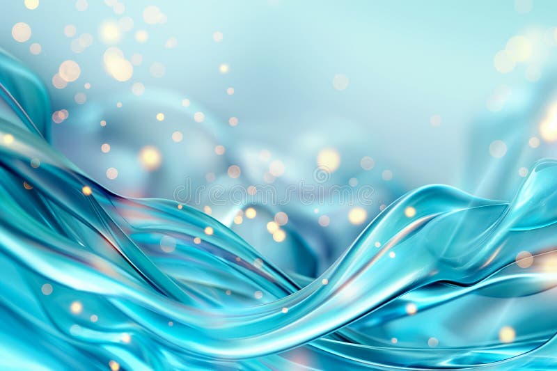 The Design Showcases Flowing Blue Waves Intertwined with Glowing ...