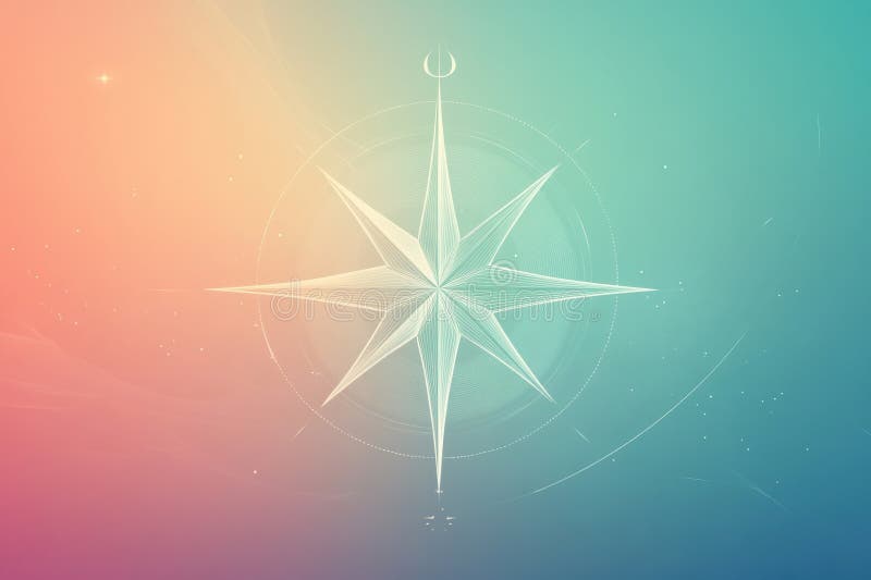 This Design Showcases a Geometric Compass Rose with Defined Lines and a ...