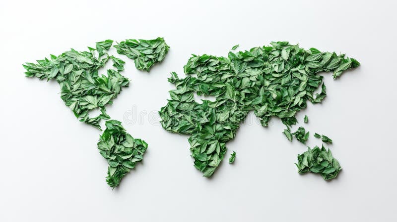 The Design Showcases a Green World Map Created from Lush Vegetation ...