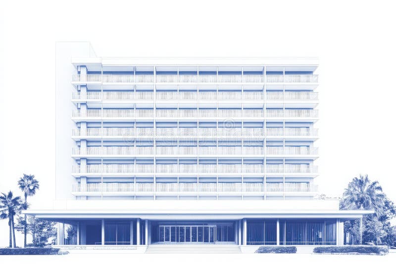 A Modern Minimalist Hotel Building in an Urban Setting with Clean Lines ...