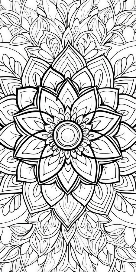 Intricate Mandala Coloring Pages Design Stock Illustration ...
