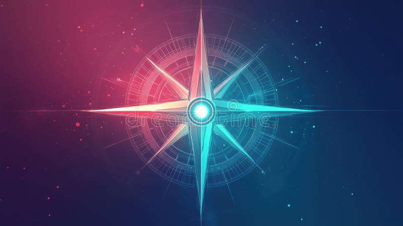 This Design Showcases a Sharp, Geometric Compass Rose with Vibrant ...