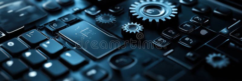 The Design Showcases a Sleek Keyboard Complemented by a Mouse and Gear ...