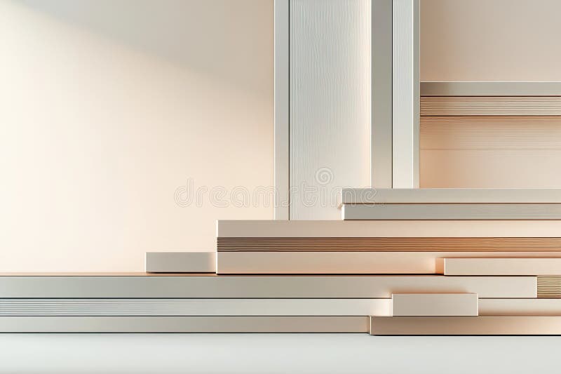 This Design Showcases Stacked 3D Blocks in Neutral and Metallic Tones ...