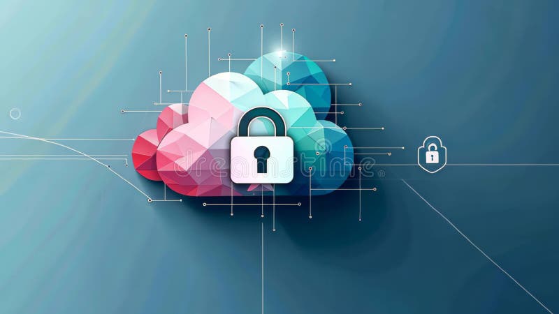 A Colorful Cloud Storage Illustration Featuring a Secure Lock ...