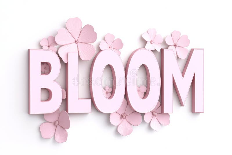 Spring Design with Bloom in Pastel 3D Typography, Surrounded by ...