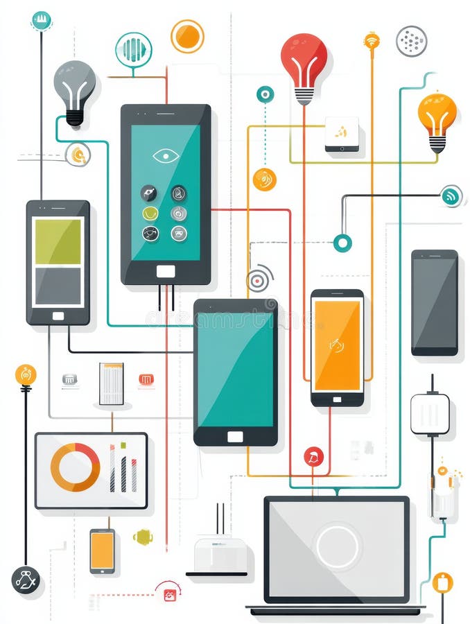 Design Showcasing Smartphone Connectivity with Various Smart Devices ...