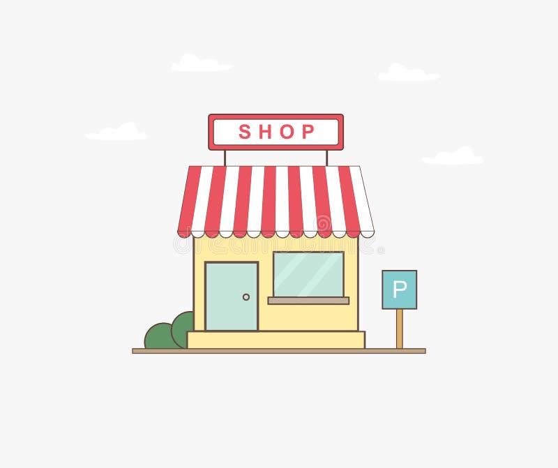 A Simple Shop on White Background Stock Vector - Illustration of simple ...