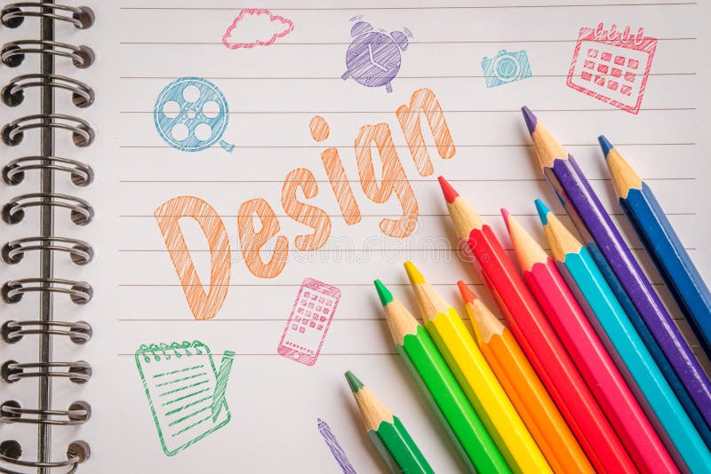 Design Sketches with Colorful Pencils Stock Image - Image of industry ...