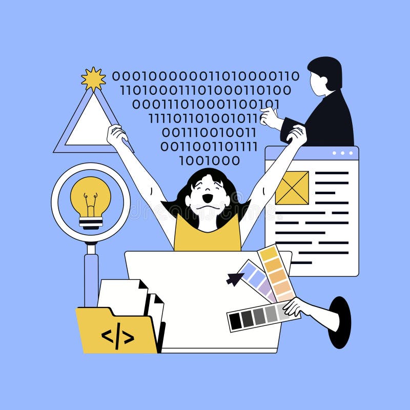 Design Software Development Concept for Modern Web Design. People Creating Program Code ...