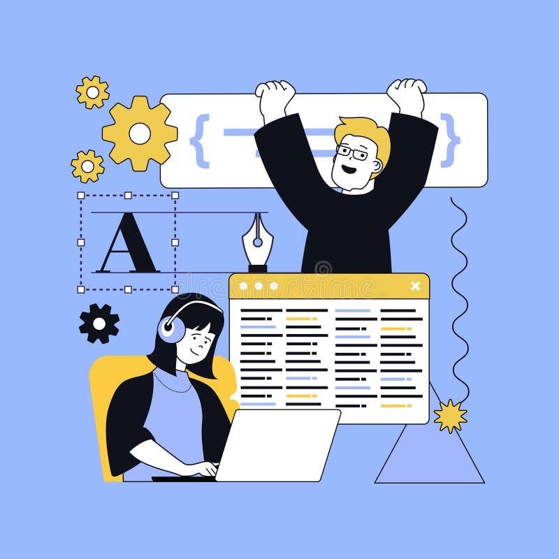Design Software Development Concept for Modern Web Design. People Creating Program Code ...