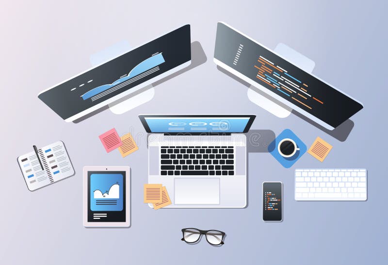 Design Software Development Programming Concept Top Angle View Desktop