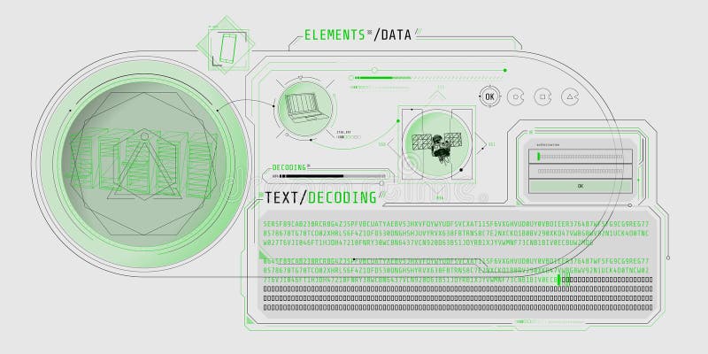 HUD Interface for Processing Server Data with Text Decoding. Stock ...