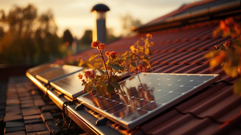 Design of Solar Panels Installed on the Rooftop, Capturing Sunlight and ...