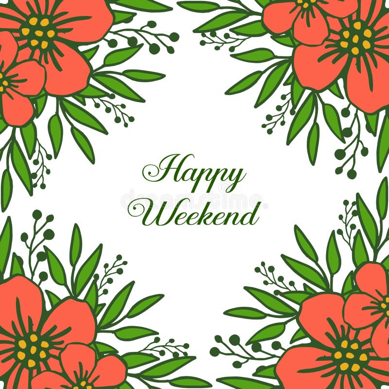 Design with Space for Your Text, Orange Flower Frame, for Happy Weekend ...