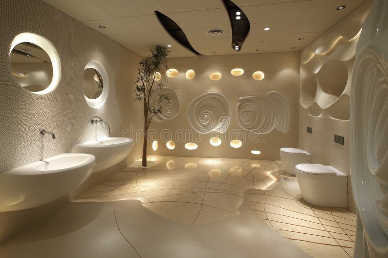 Design of a Spacious Stylish Bathroom with Two Toilets Stock Image ...