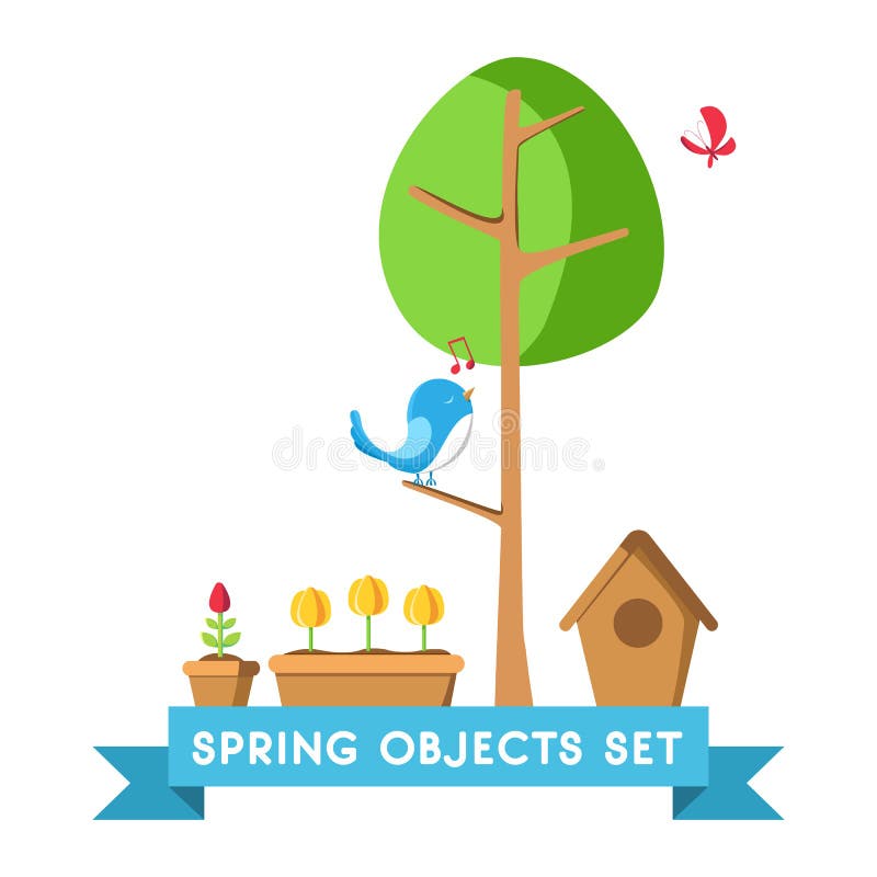 Design Spring Objects Set Poster Stock Vector - Illustration of flower ...