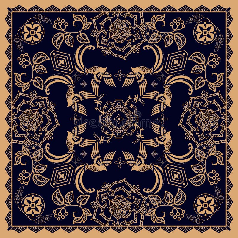 Design for Square Pocket, Shawl, Textile. Paisley Floral Pattern Stock ...