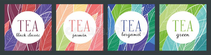 Design Of Square Tea Packaging. Different Varieties Of Tea In The Set ...