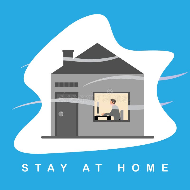 Design of Stay at Home, Work from Home Stock Vector - Illustration of ...