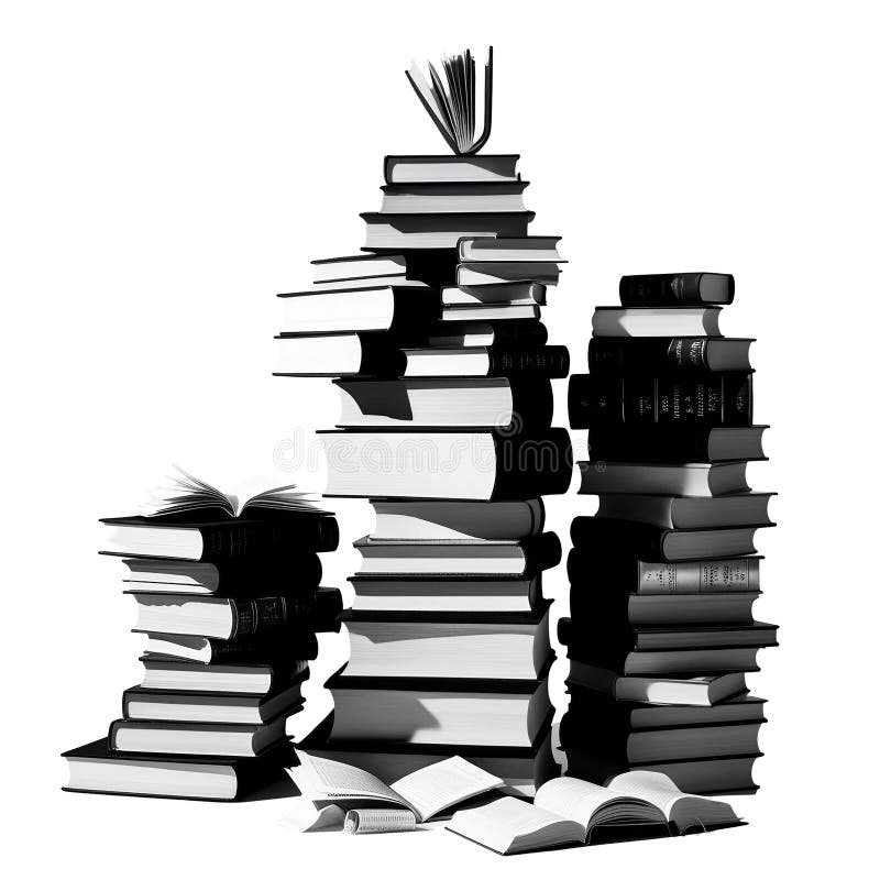Design a Striking Black Silhouette of a Stack of Books with Varying ...