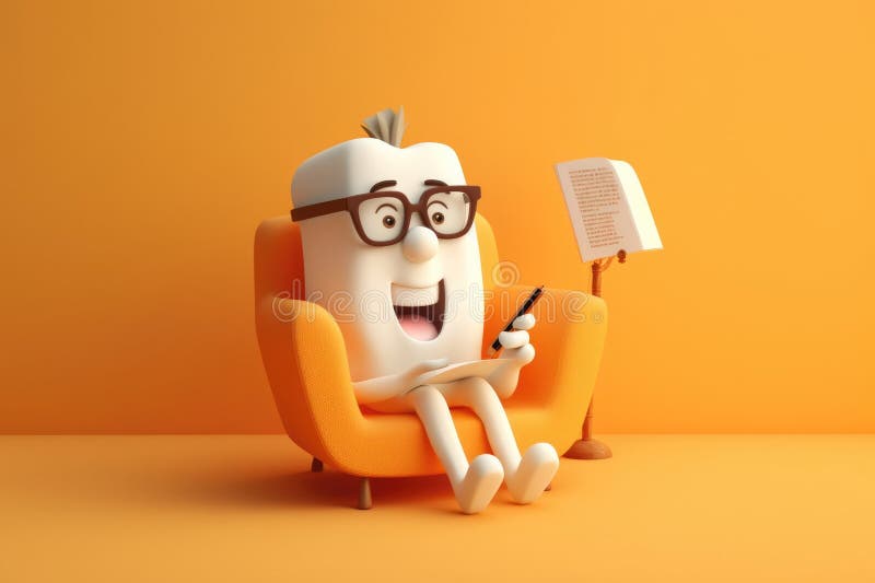 Student Learn Cartoon Funny Studying Education Book Illustration Cute ...