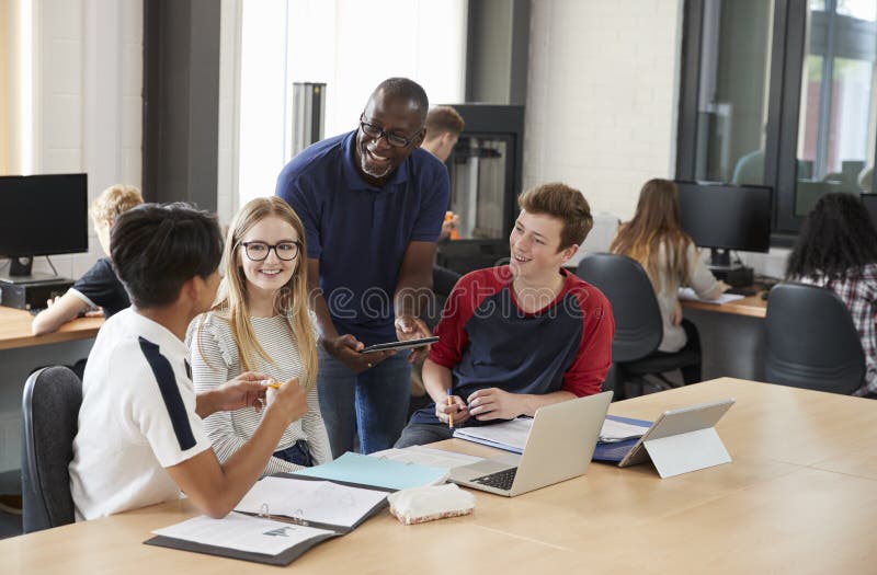 Design Students with Teacher Working in CAD/3D Printing Lab Stock Image ...