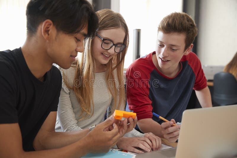 Design Students Working in CAD/3D Printing Lab Together Stock Photo ...