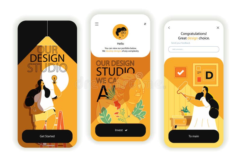 Design Studio Concept Onboarding Screens. Create Artwork and Content in ...