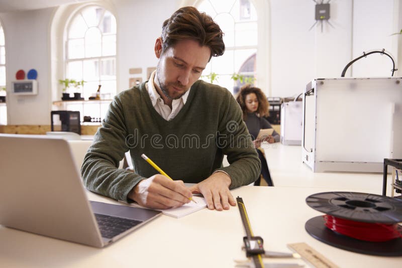 Drucker Designer-Printing Design Usings 3D Stockbild - Bild von technik ...