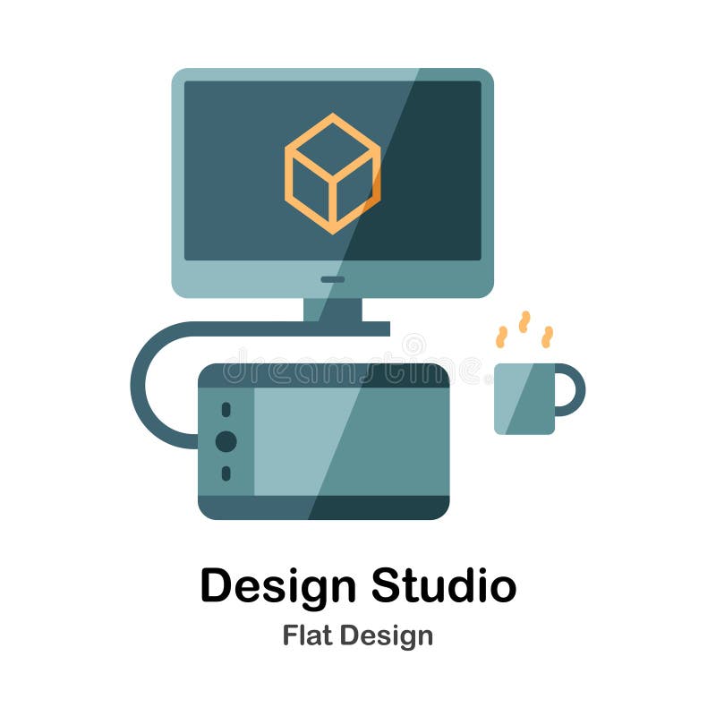 Design Studio Flat Icon stock vector. Illustration of workspace - 123756428