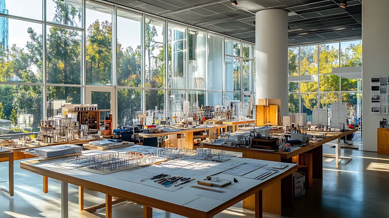 A Spacious Design Studio with Large Floor-to-ceiling Windows. Stock ...