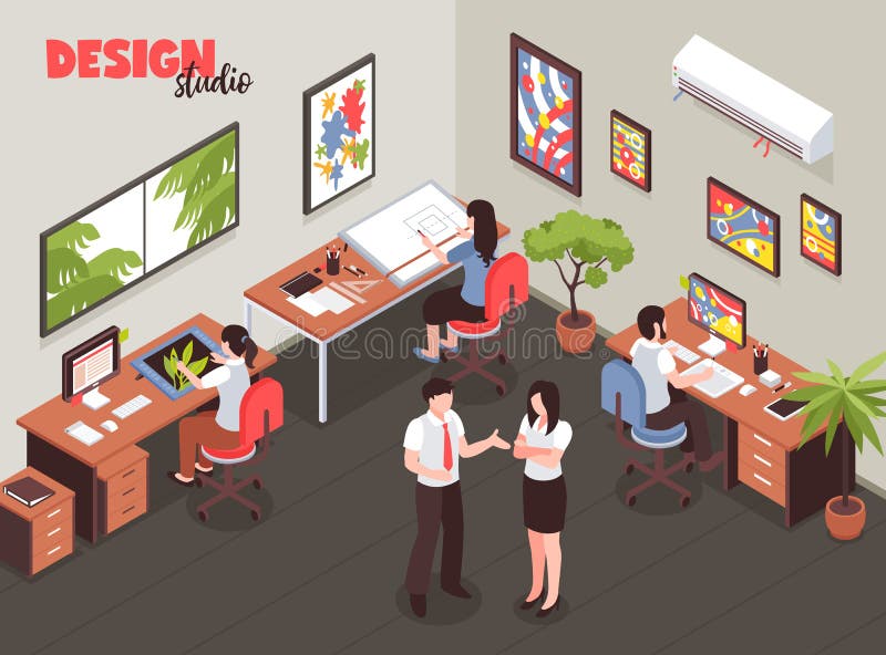 Design Studio Isometric Illustration Stock Vector - Illustration of ...