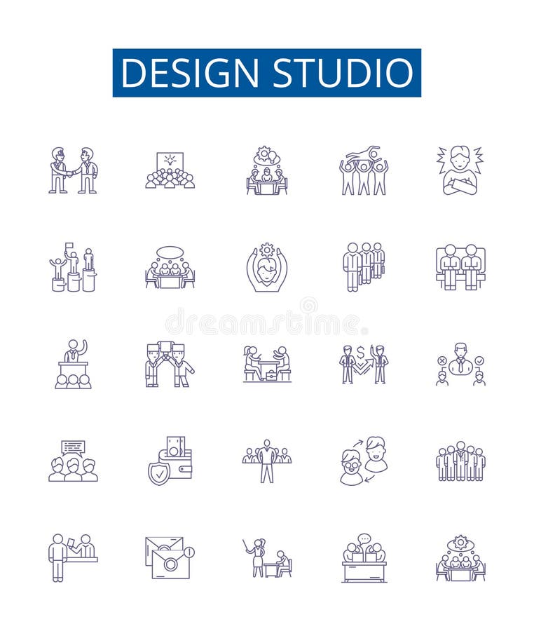 Design Studio Line Icons Signs Set. Design Collection of Design, Studio ...