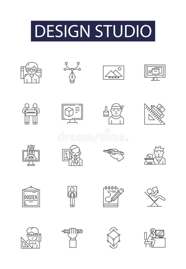 Design Studio Line Vector Icons and Signs. Studio, Architecture ...