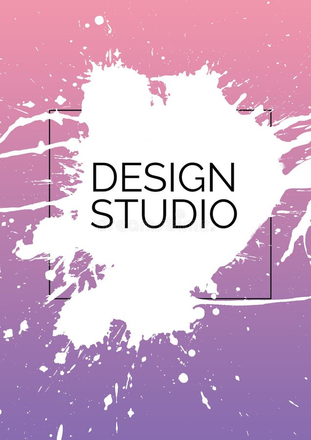 Design Studio Text on White Paint Splash Against Pink Gradient ...