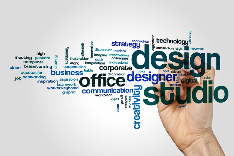Design Studio Word Cloud Concept on Grey Background Stock Illustration ...