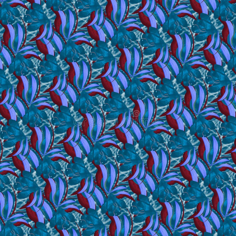 Pattern Made with Digital Watercolor Leaf Shapes, Design Suitable for ...