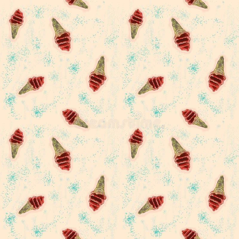 Seamless Pattern with Cornet Ice Creams, Design Suitable for Digital ...