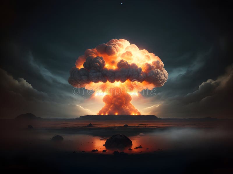 Super nuclear explosion stock illustration. Illustration of smoke ...
