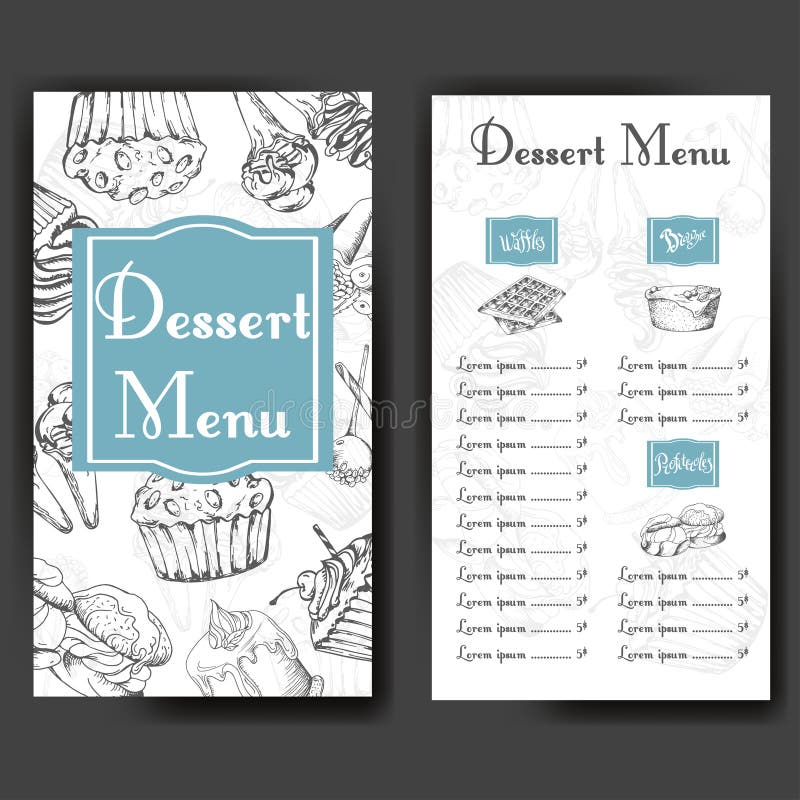 Design for Sweets Shop. Template with Different Hand Drawn Desserts ...