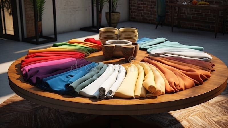 Design Table with Samples of Fabrics and Colors Stock Illustration ...