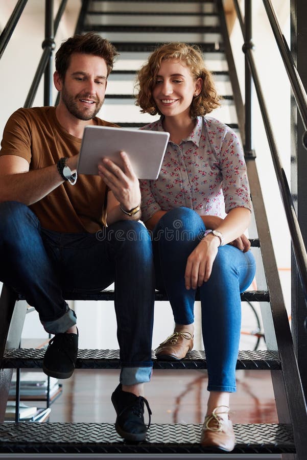 Design, Tablet and Talking with Business People in Creative Workplace ...