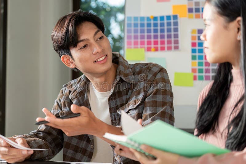 Creative Team Design Session in Modern Office Graphics Collaboration ...