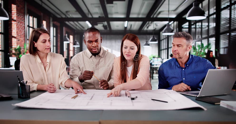 Design Team Collaborating on Home Remodeling Project Stock Image ...
