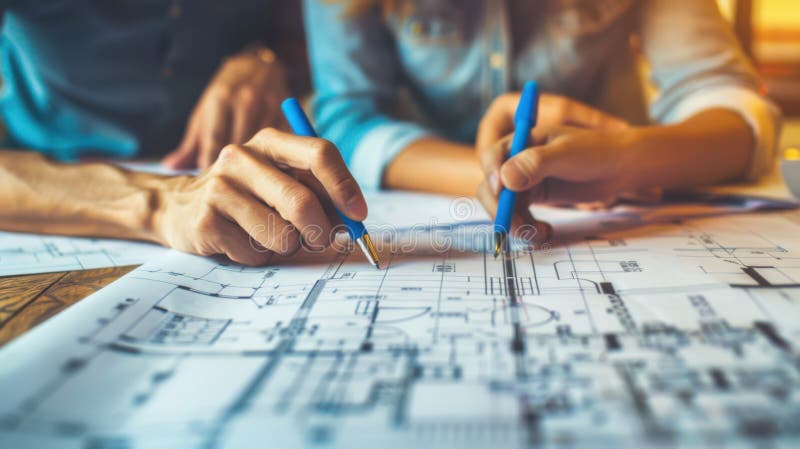 A Design Team Drafting Plans.AI Generated Image Stock Photo - Image of ...