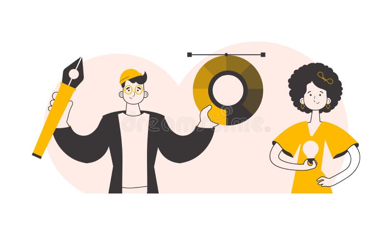 Design Team. Linear Style. Vector Illustration. Stock Vector ...