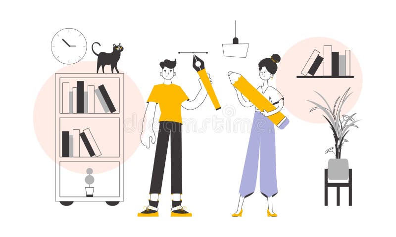 Design Team. Trendy Linear Style. Vector Illustration. Stock Vector ...