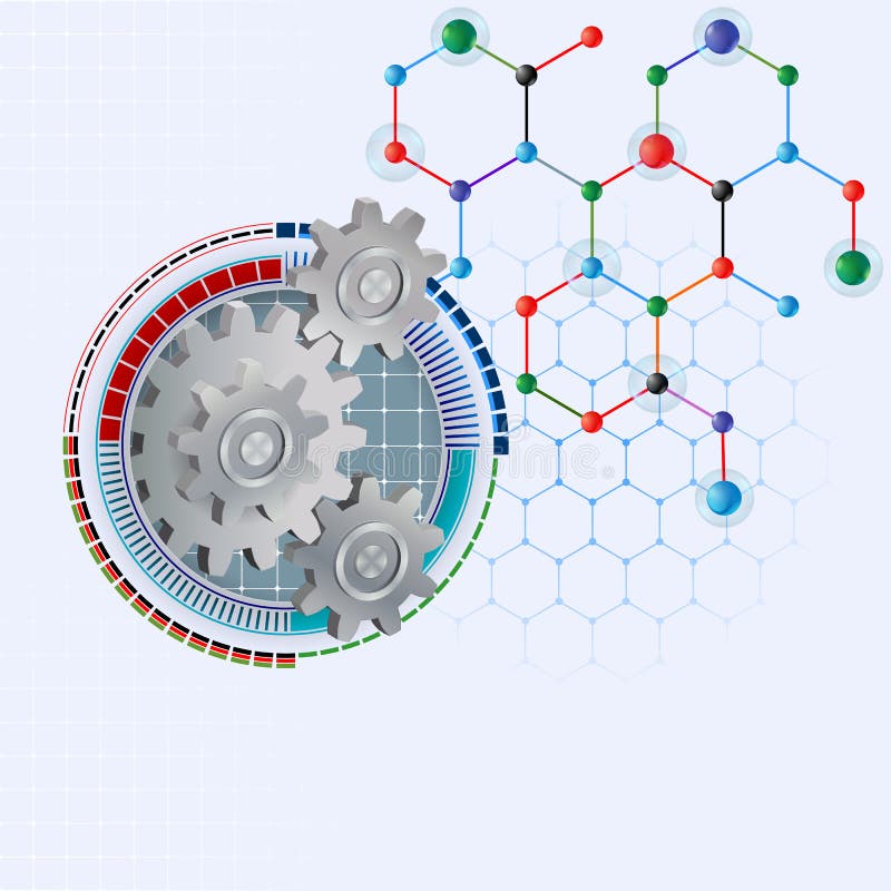 Three Dimensions Hexagons With Cog Wheels And Colorful Web Stock Vector ...