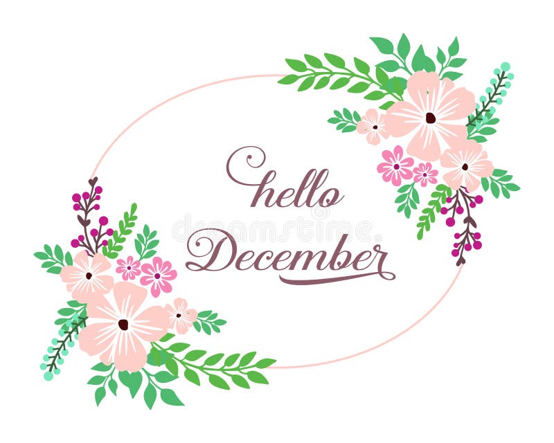 Design Template of Card Hello December, with Shape Ornate of Green ...